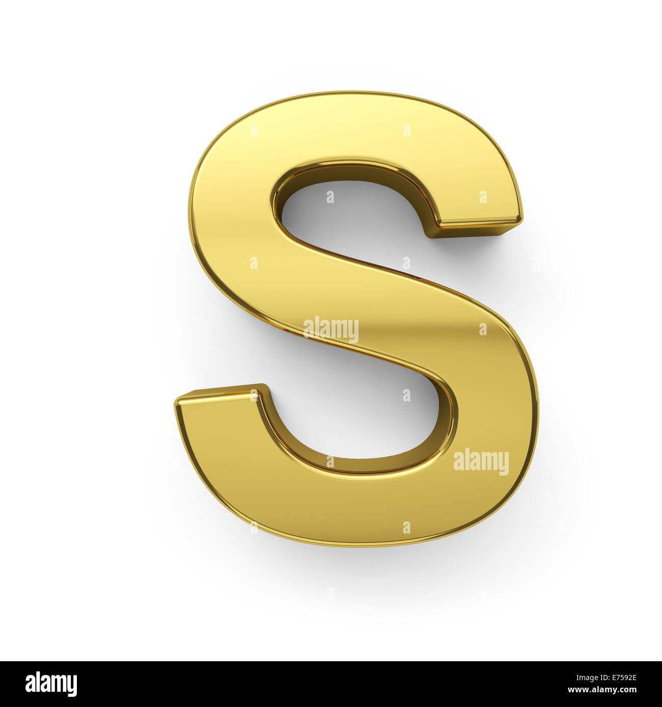 3d render of golden alphabet letter simbol - S. Isolated on white ...