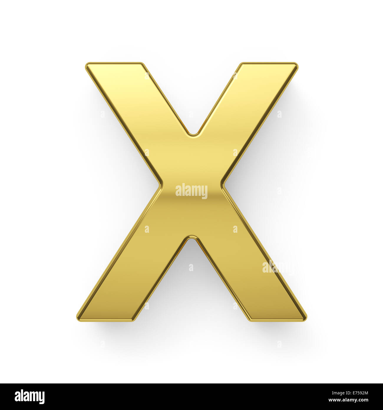 3d render of golden alphabet letter simbol - X. Isolated on white ...