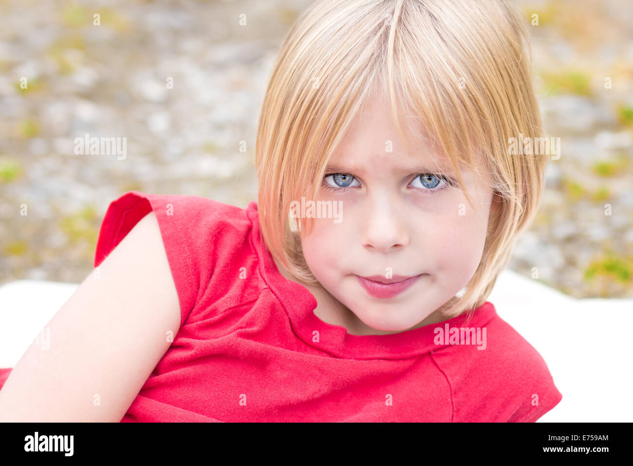 Beautiful Little Blond Girl Relaxing Outdoors Stock Photo - Alamy