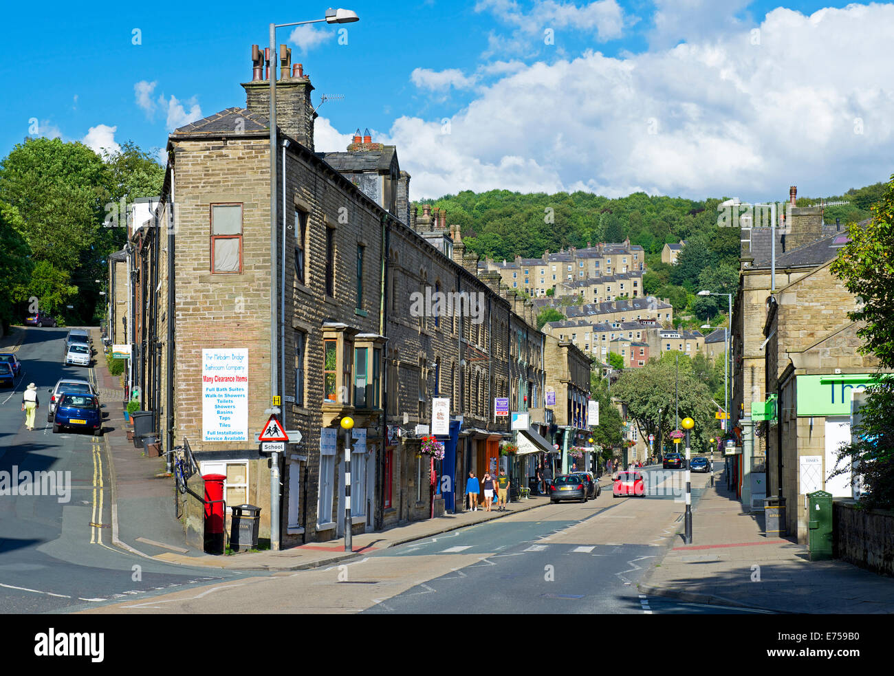 Market Street in Hebden Bridge, Calderdale, West Yorkshire, England UK ...