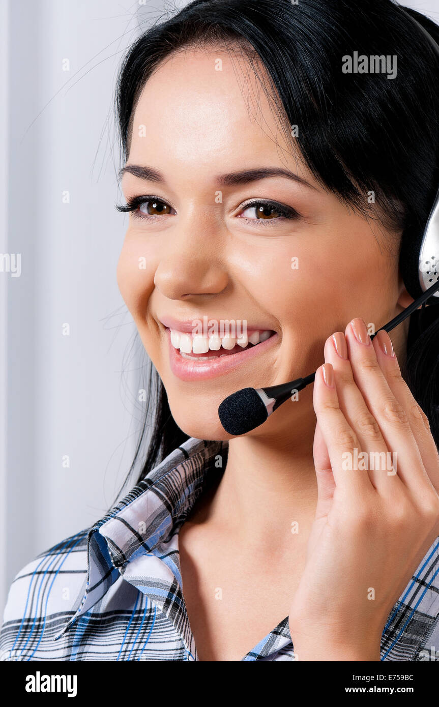 Happy phone operator hi-res stock photography and images - Alamy