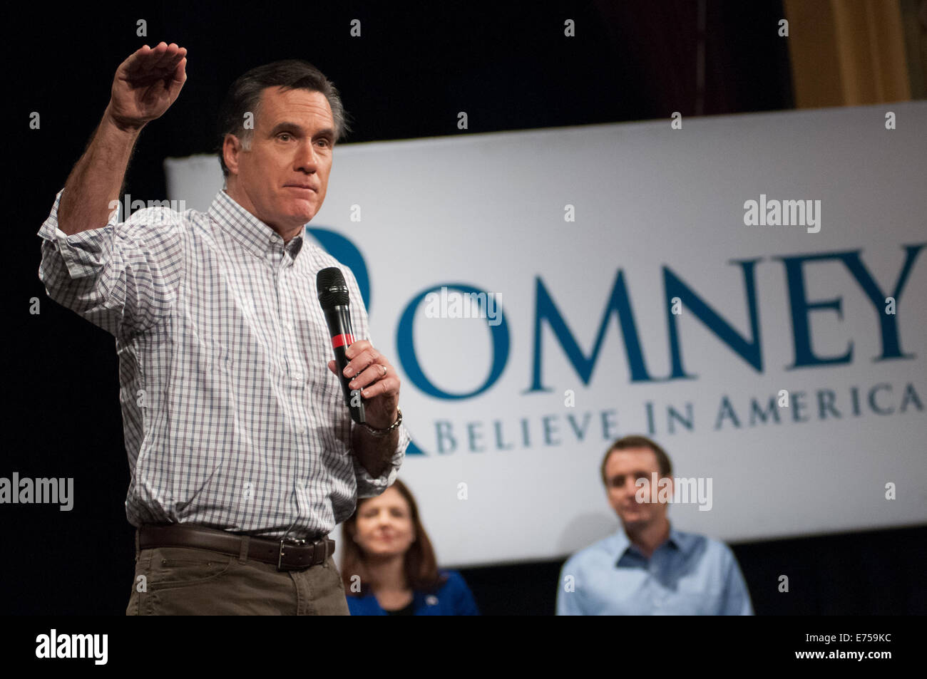 Presidential hopeful Mitt Romney holds a campaign rally in the ...