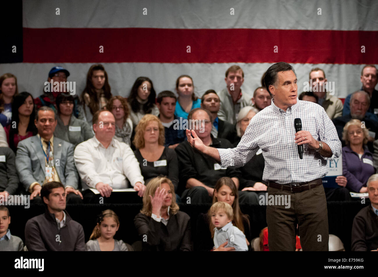 Presidential hopeful Mitt Romney holds a campaign rally in the ...