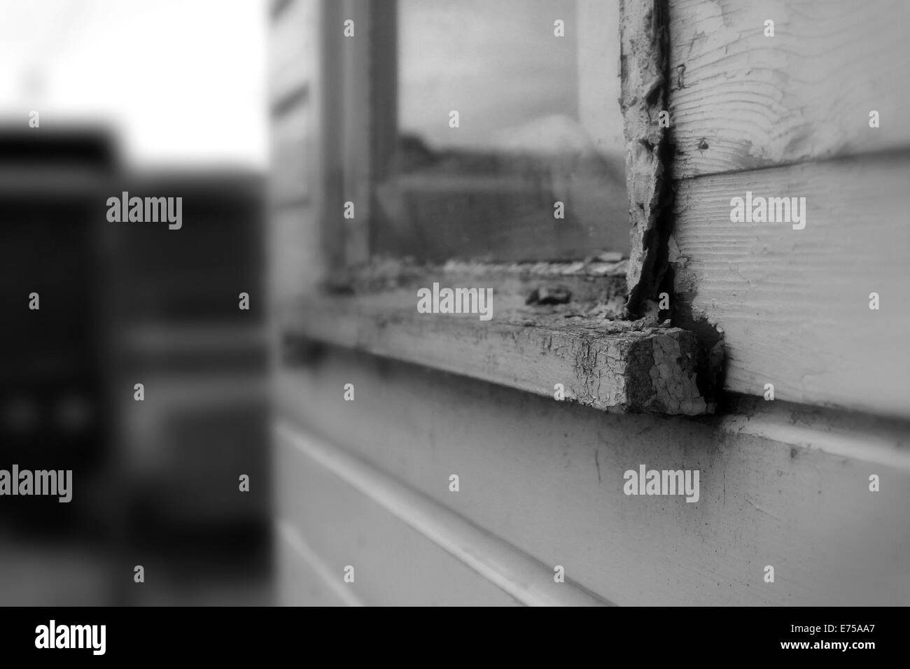 Rickety old white window ledge Stock Photo - Alamy