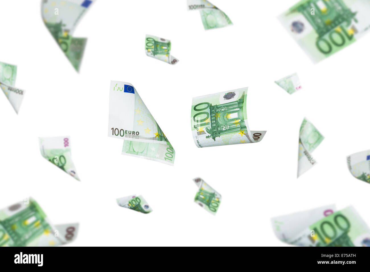 Euro banknotes falling down, isolated on white background Stock Photo ...