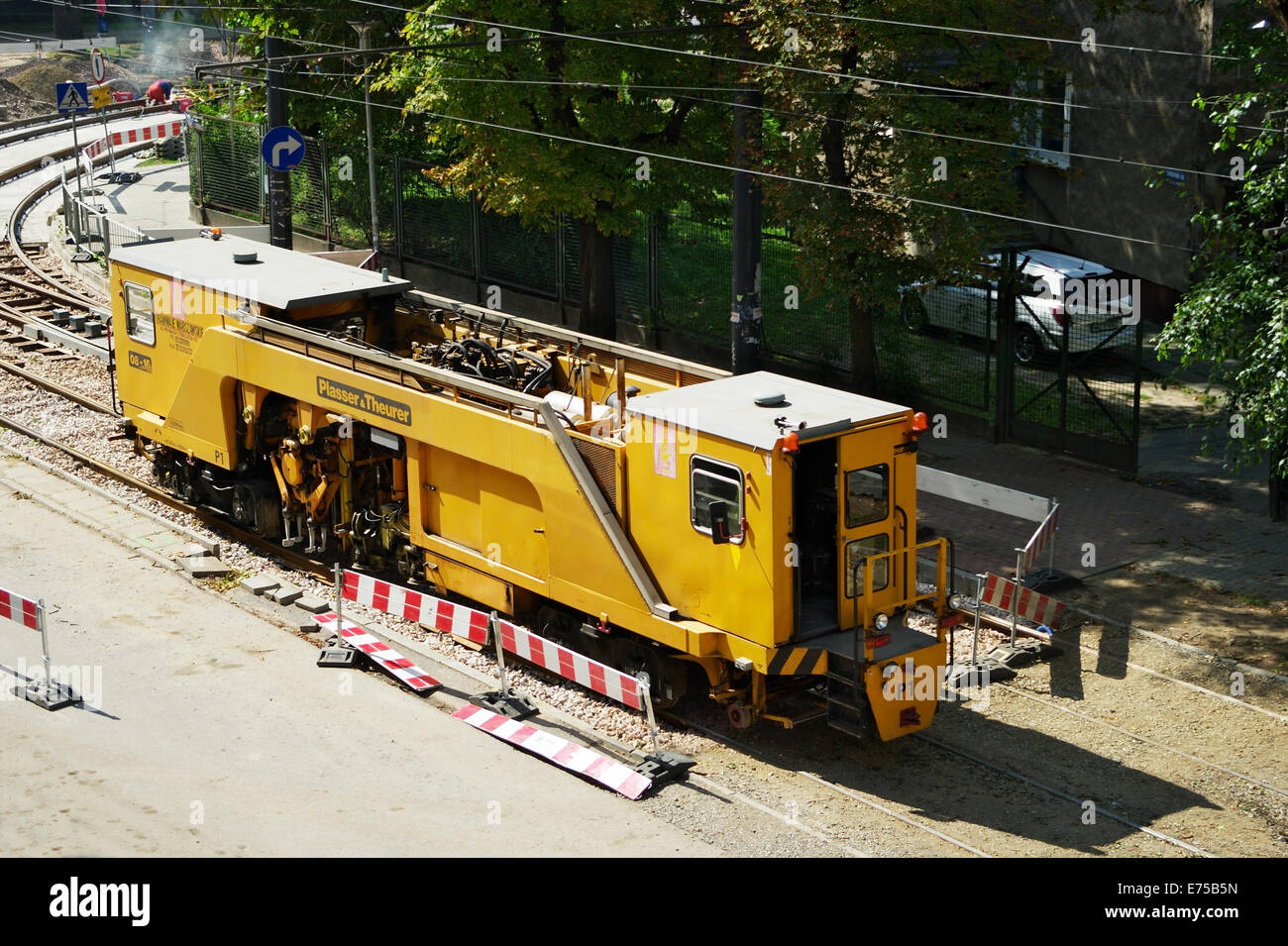 Tram track renewal works in Warsaw, Poland Stock Photo - Alamy