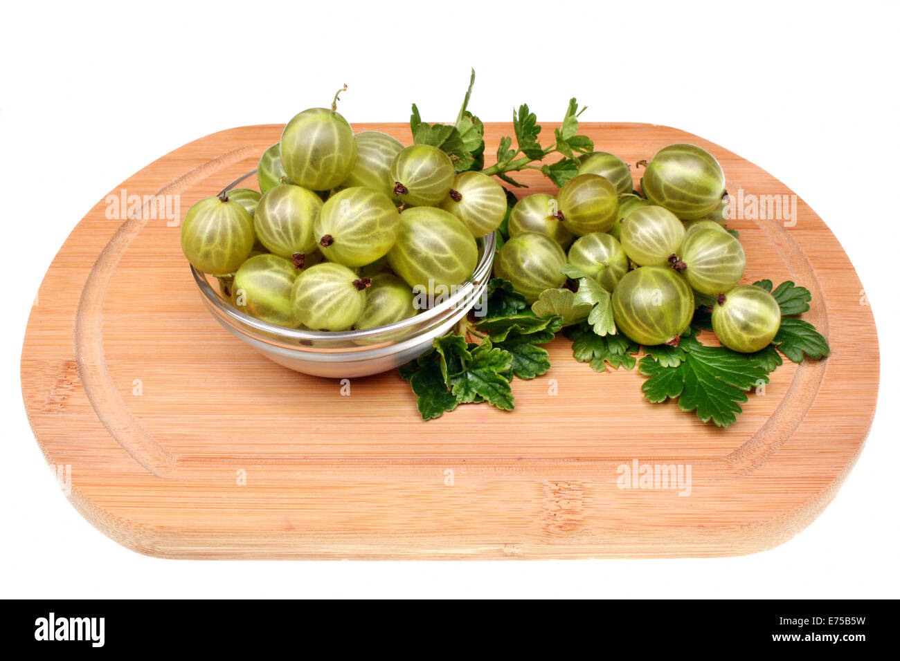 Fresh green gooseberry on a wooden board Stock Photo - Alamy