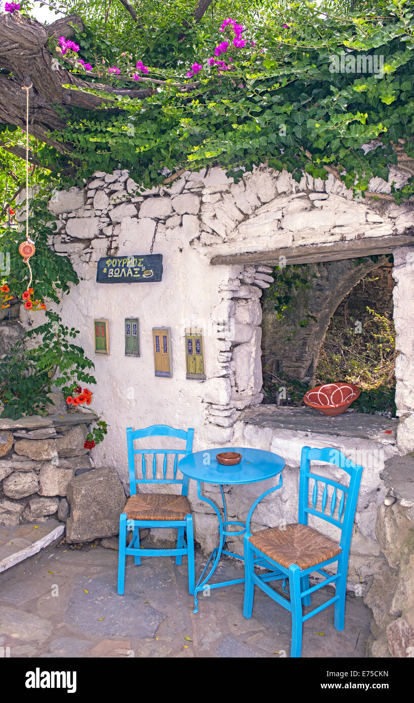 Greek style blue table chairs hi-res stock photography and images - Alamy