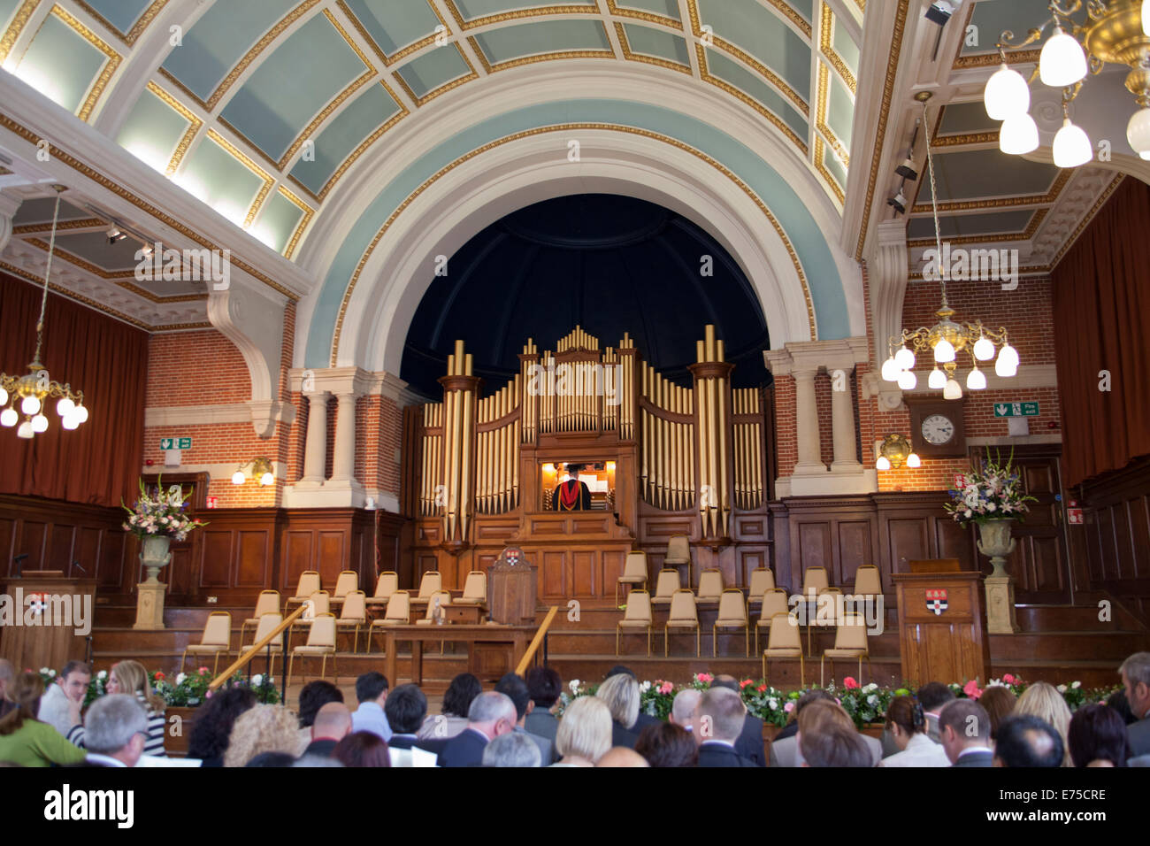 Reading University Graduation Hall and Organ Stock Photo - Alamy