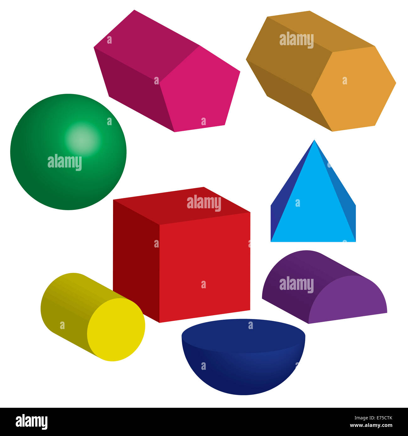 An Illustration of 3d shapes isolated on clean background Stock Photo ...