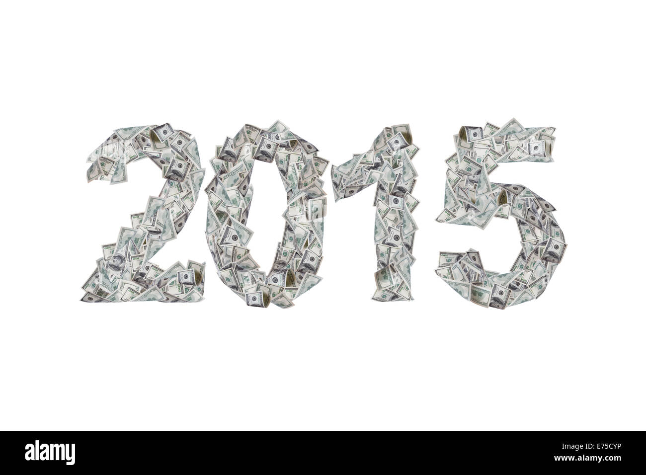 Future concept, year 2015 numbers with flying one hundred dollar ...