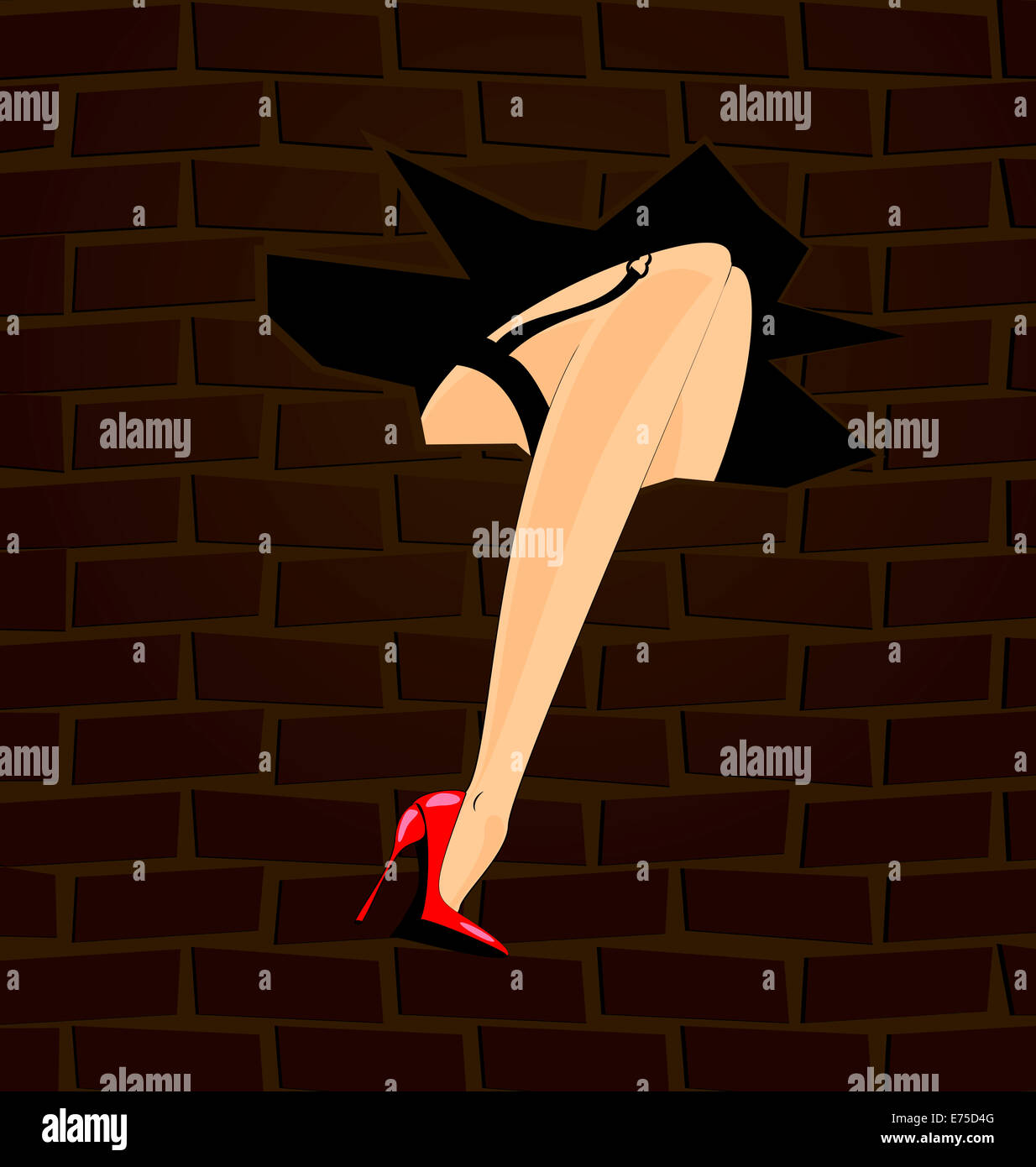 wall and abstract female legs with red shoes Stock Photo - Alamy