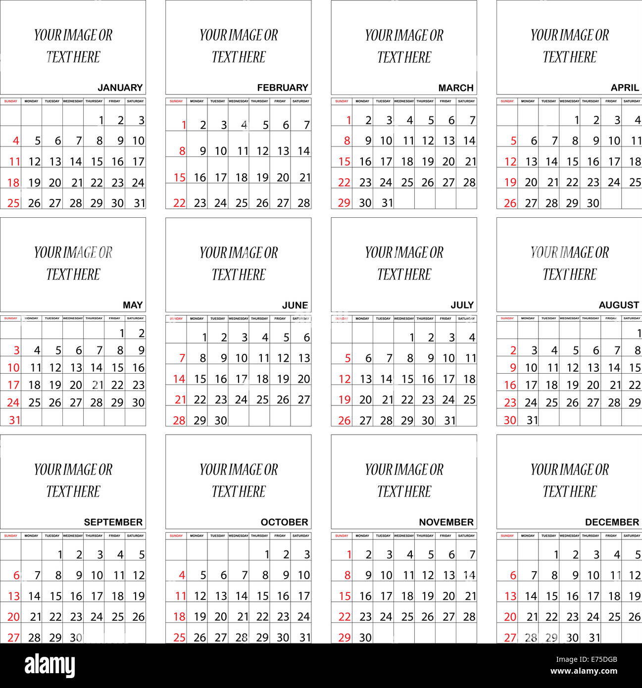 An Illustration of a Simple 2015 year calendar Stock Photo - Alamy