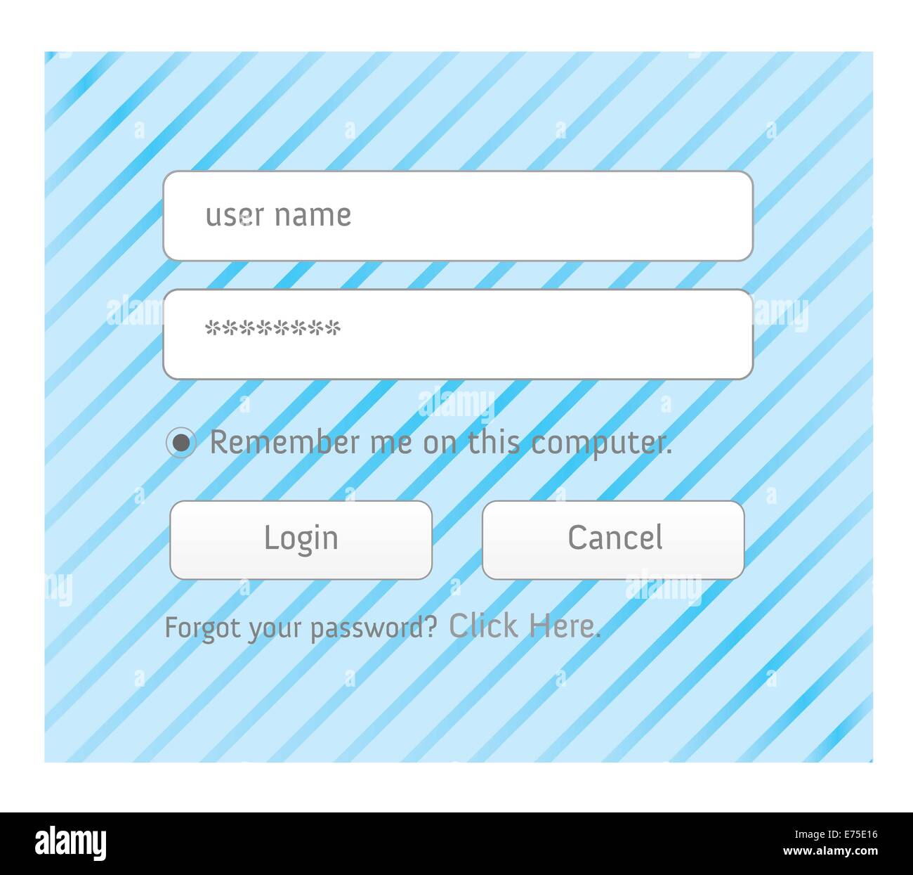 An illustrated login interface - username and password Stock Photo - Alamy