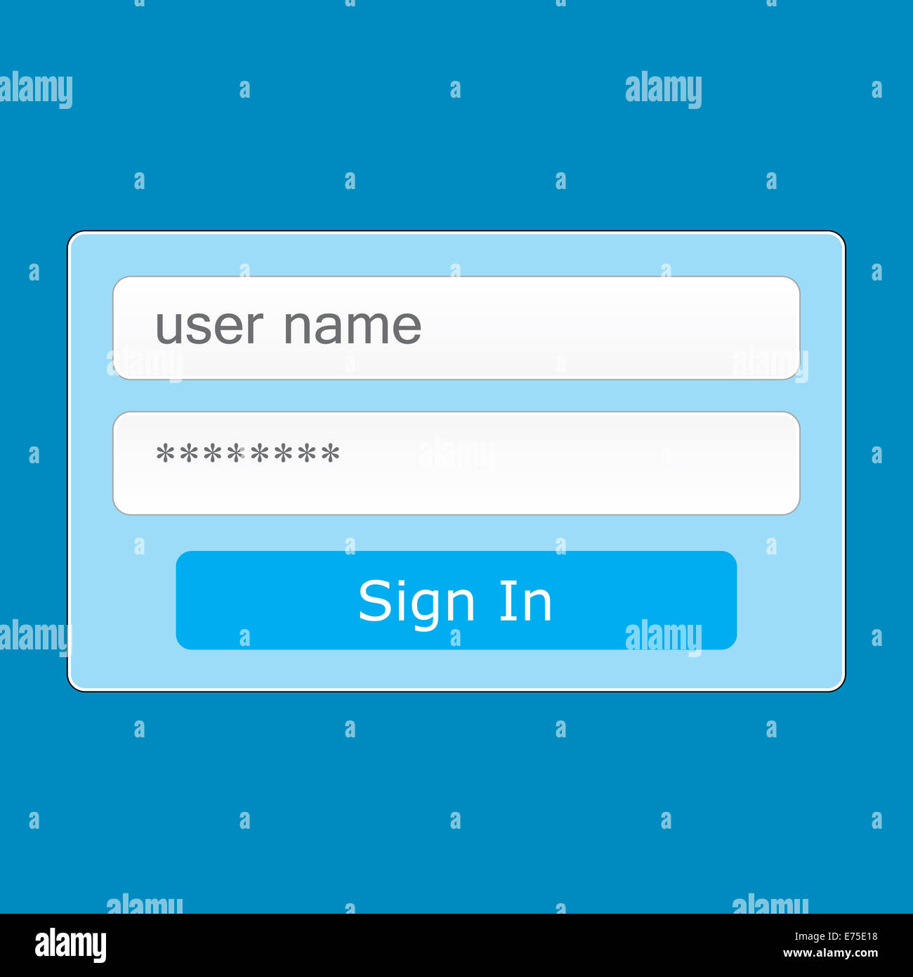 Blue login form template design hi-res stock photography and images - Alamy