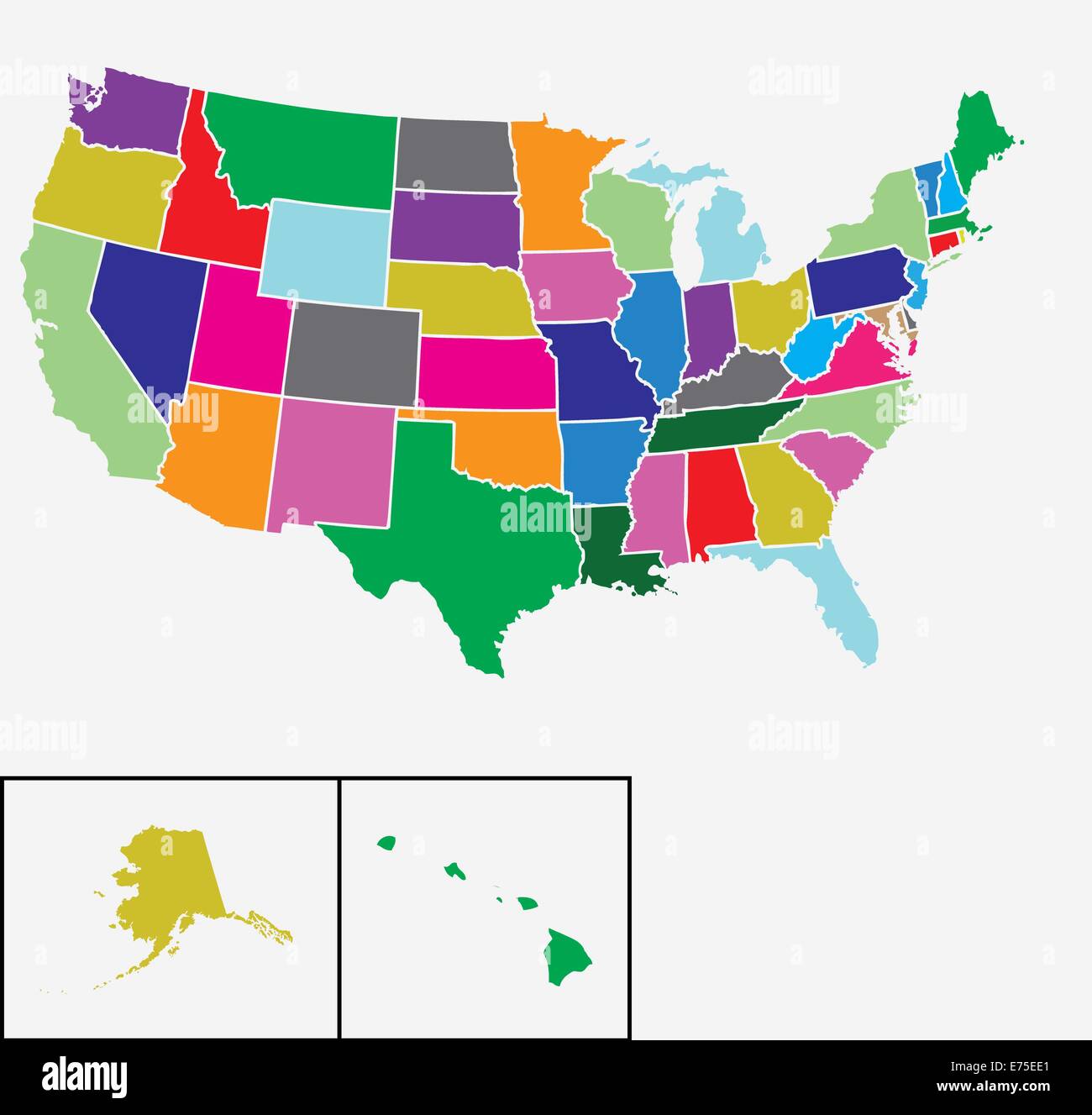 An Illustration of all 50 states of america on white background Stock ...