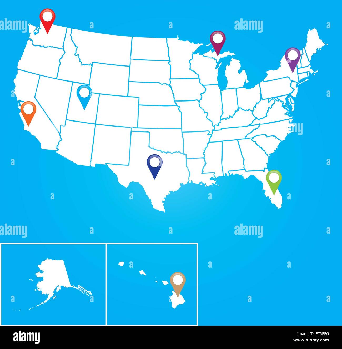 An Illustration of all 50 states of america on white background Stock ...