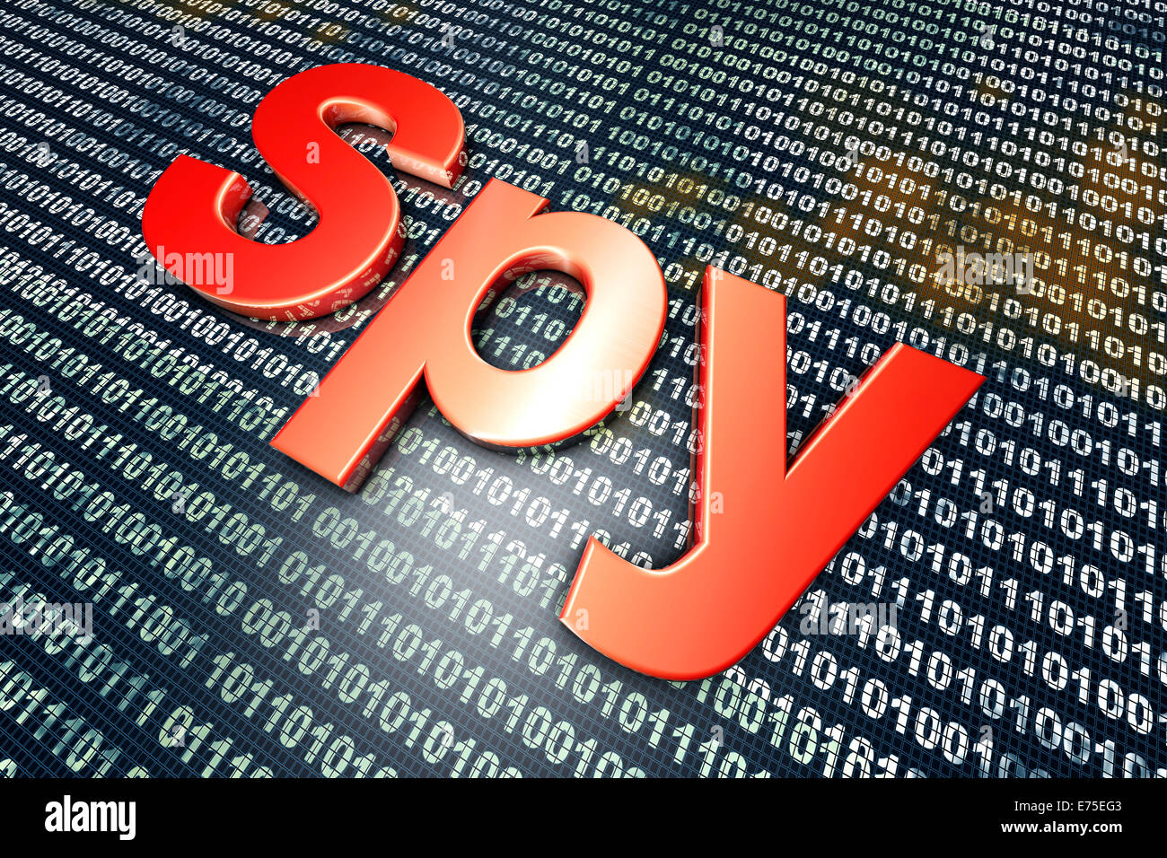 Digital spy on the internet. Typography in front of digital code Stock ...