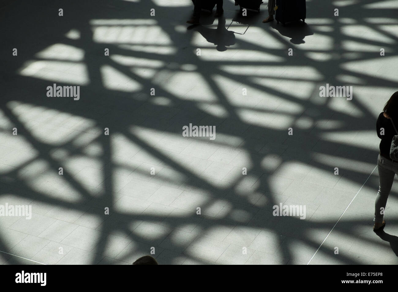 Shadows cast on to the floor on bright sunny day in London's Kings ...