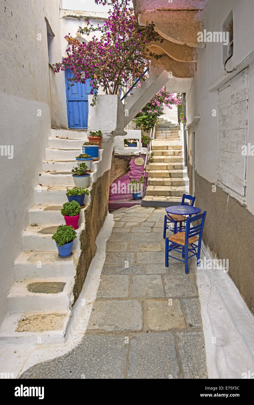 A picturesque stone paved alley-way in the traditional medieval ...