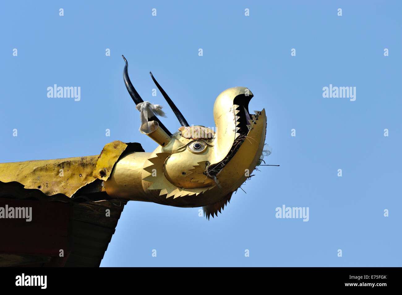 Dragon-shaped gargoyle, Chime Lhakhang temple dedicated to Lama Kunley ...