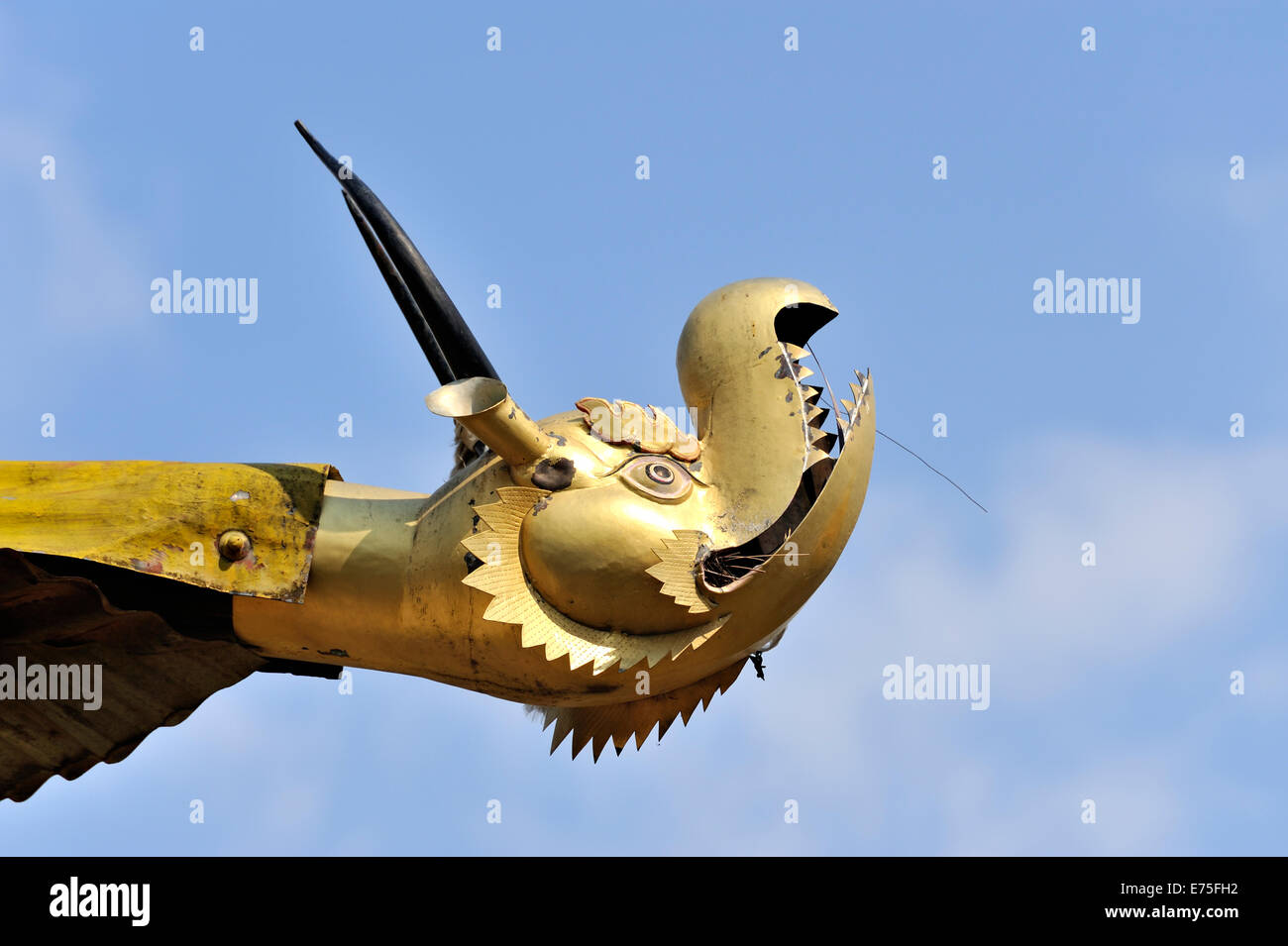 Dragon-shaped gargoyle, Chime Lhakhang temple dedicated to Lama Kunley ...