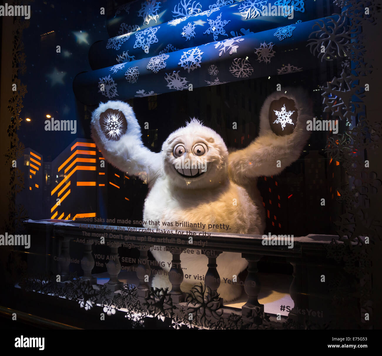 Christmas yeti in Saks Fifth Avenue traditional festive Christmas ...