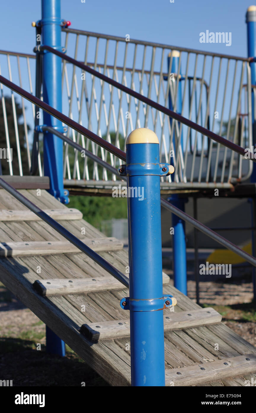 View of schoolyard playground - slide stairs Stock Photo - Alamy