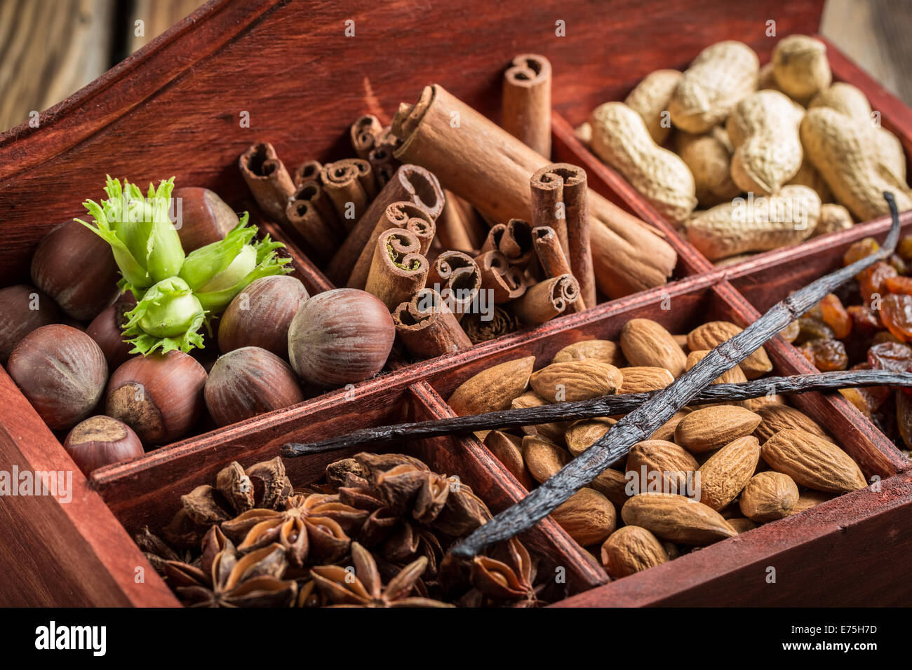 Closeup of ingredients and nuts for chocolate Stock Photo - Alamy