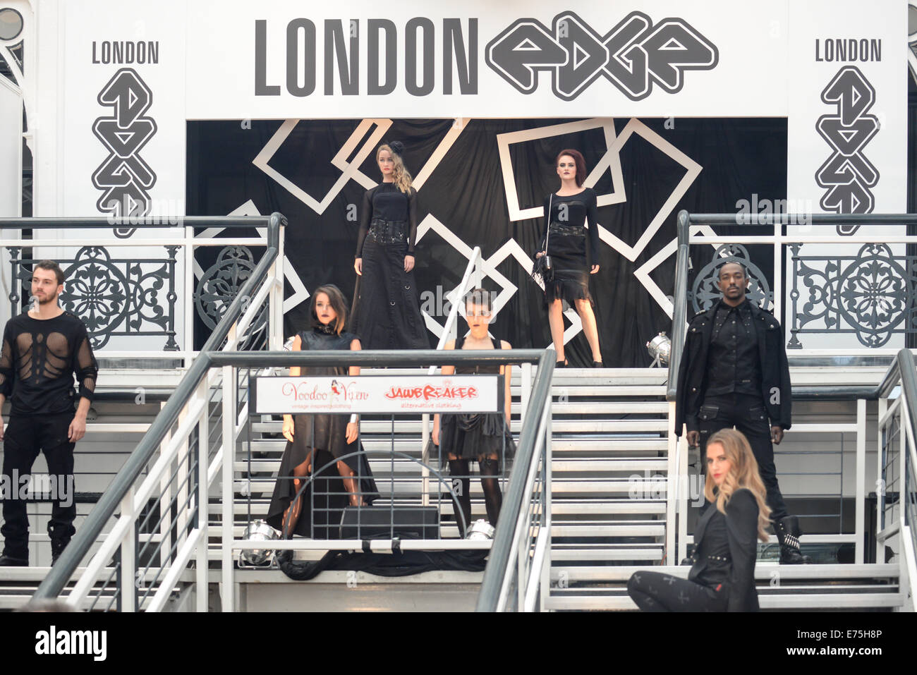 London, UK. 7th Sept 2014. Models wearing a new collections of ...