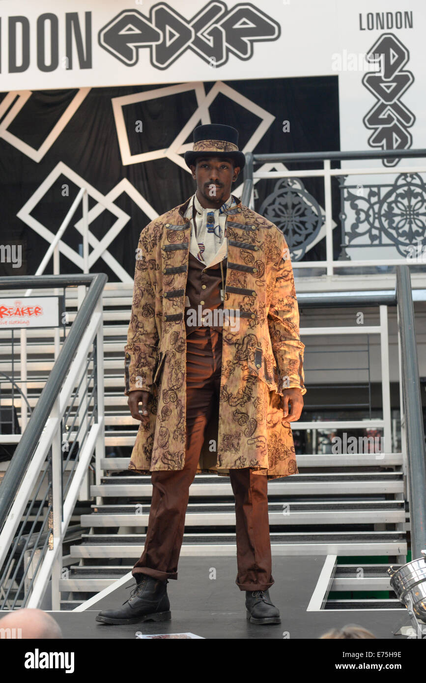 London, UK. 7th Sept 2014. Models wearing a new collections of ...