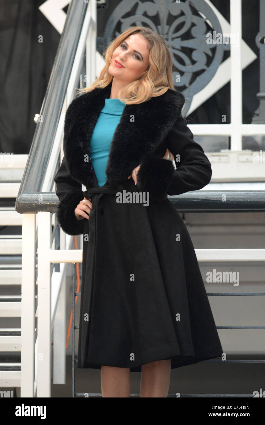 London, UK. 7th Sept 2014. Models wearing a new collections of ...