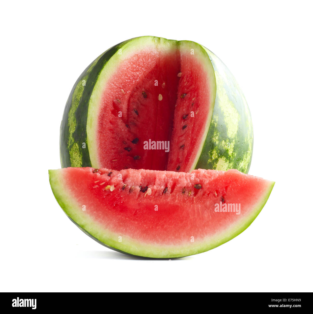 Cut Watermelon and slice isolated on white background Stock Photo - Alamy