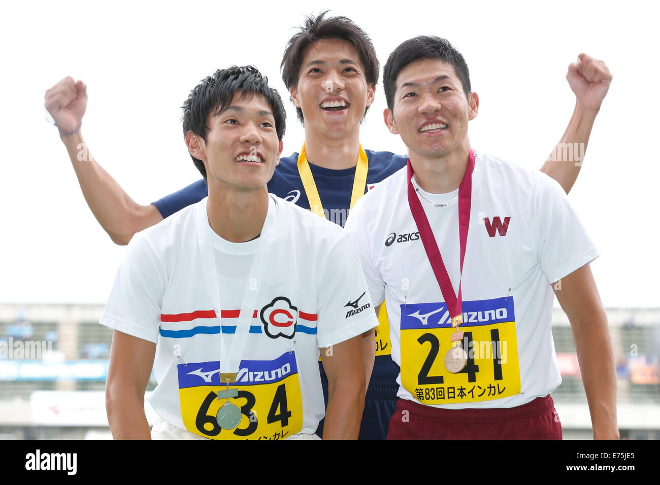 Kumagaya Sports Culture Park Athletics Stadium, Saitama, Japan. 6th Sep, 2014. (L to R) Kento ...