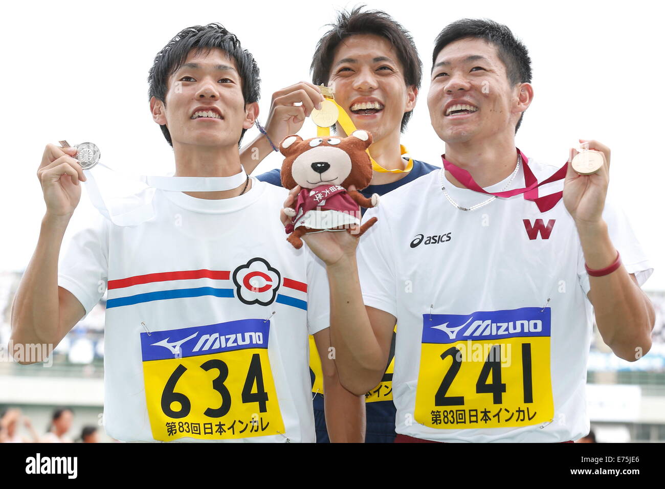 Kumagaya Sports Culture Park Athletics Stadium, Saitama, Japan. 6th Sep, 2014. (L to R) Kento ...