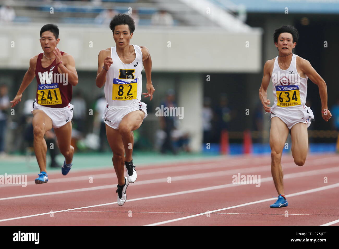Kumagaya Sports Culture Park Athletics Stadium, Saitama, Japan. 6th Sep, 2014. (L to R) Takumi ...