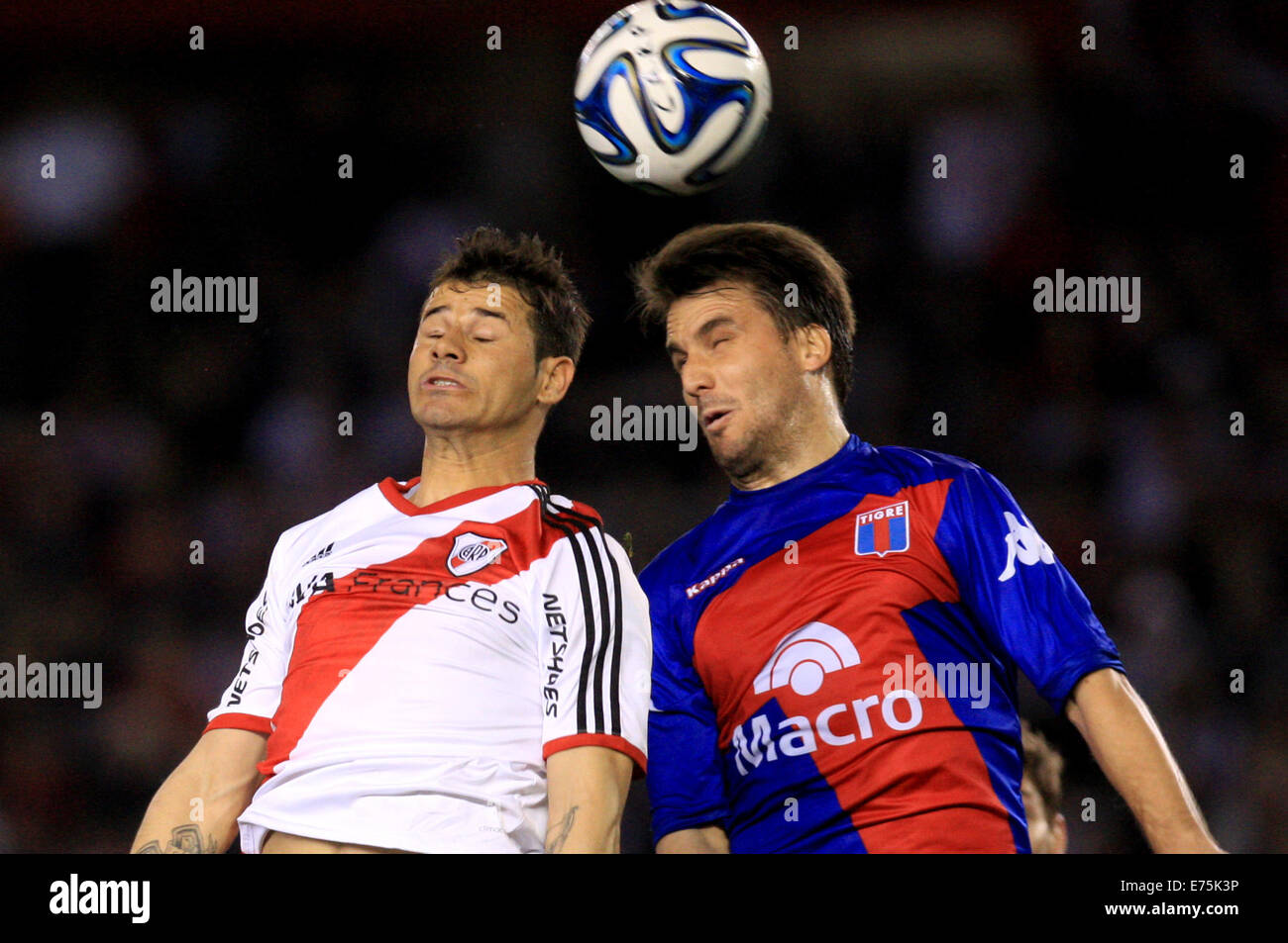 Buenos Aires, Argentina. 7th Sep, 2014. Rodrigo Mora (L) of River Plate ...