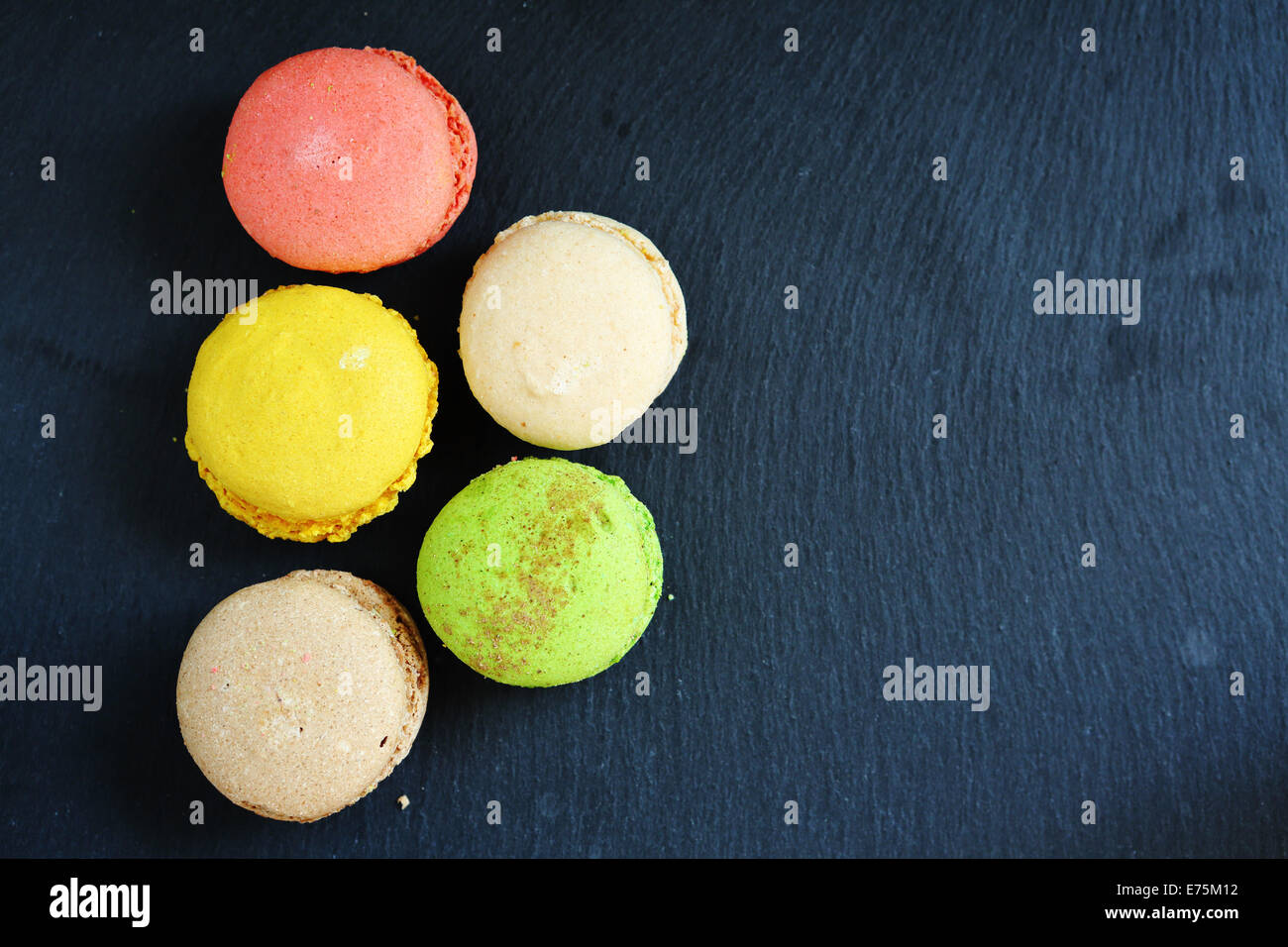 Fresh pastries, colorful macaroon, top view Stock Photo - Alamy