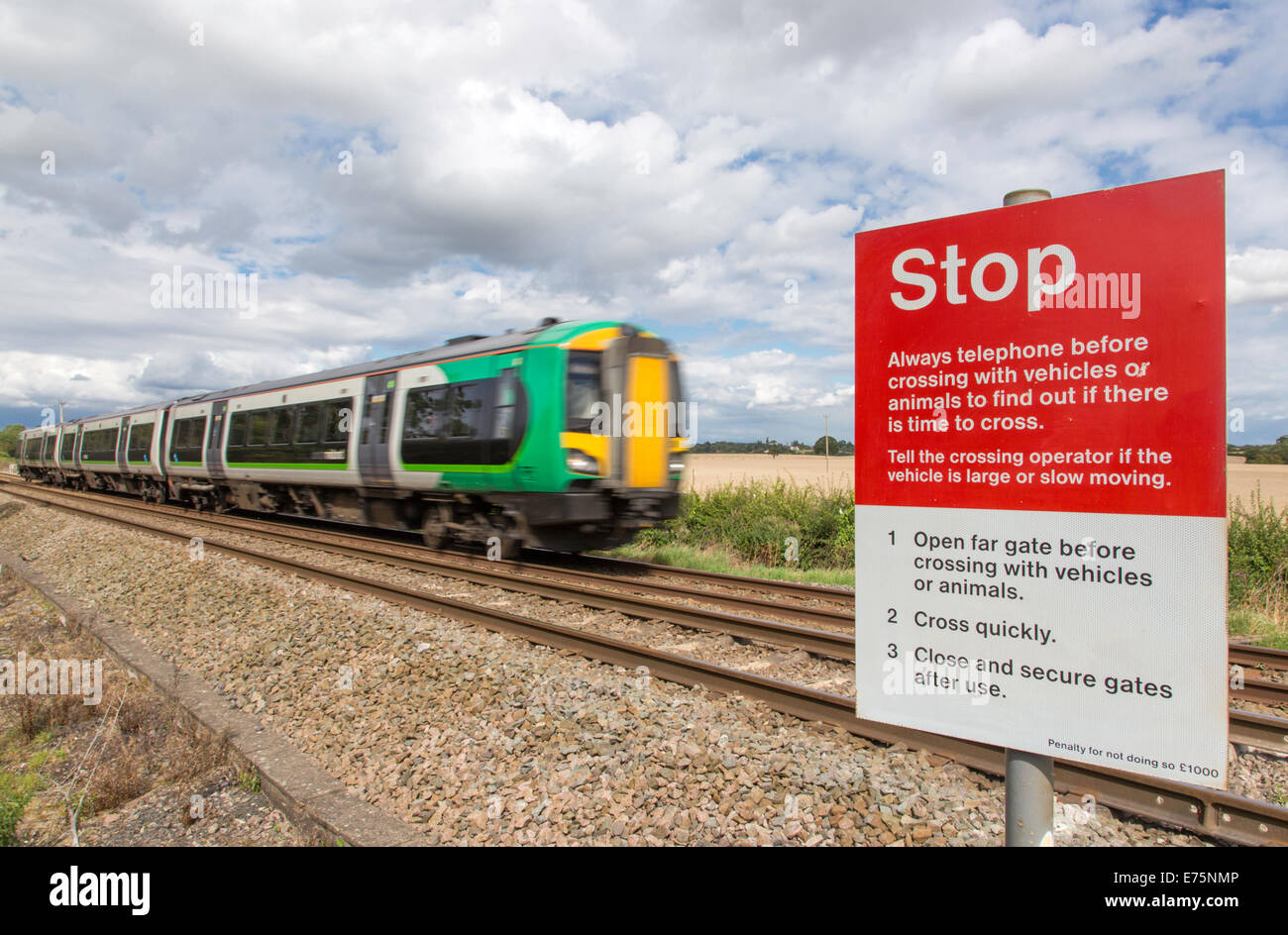 Rail track warning sign hi-res stock photography and images - Alamy