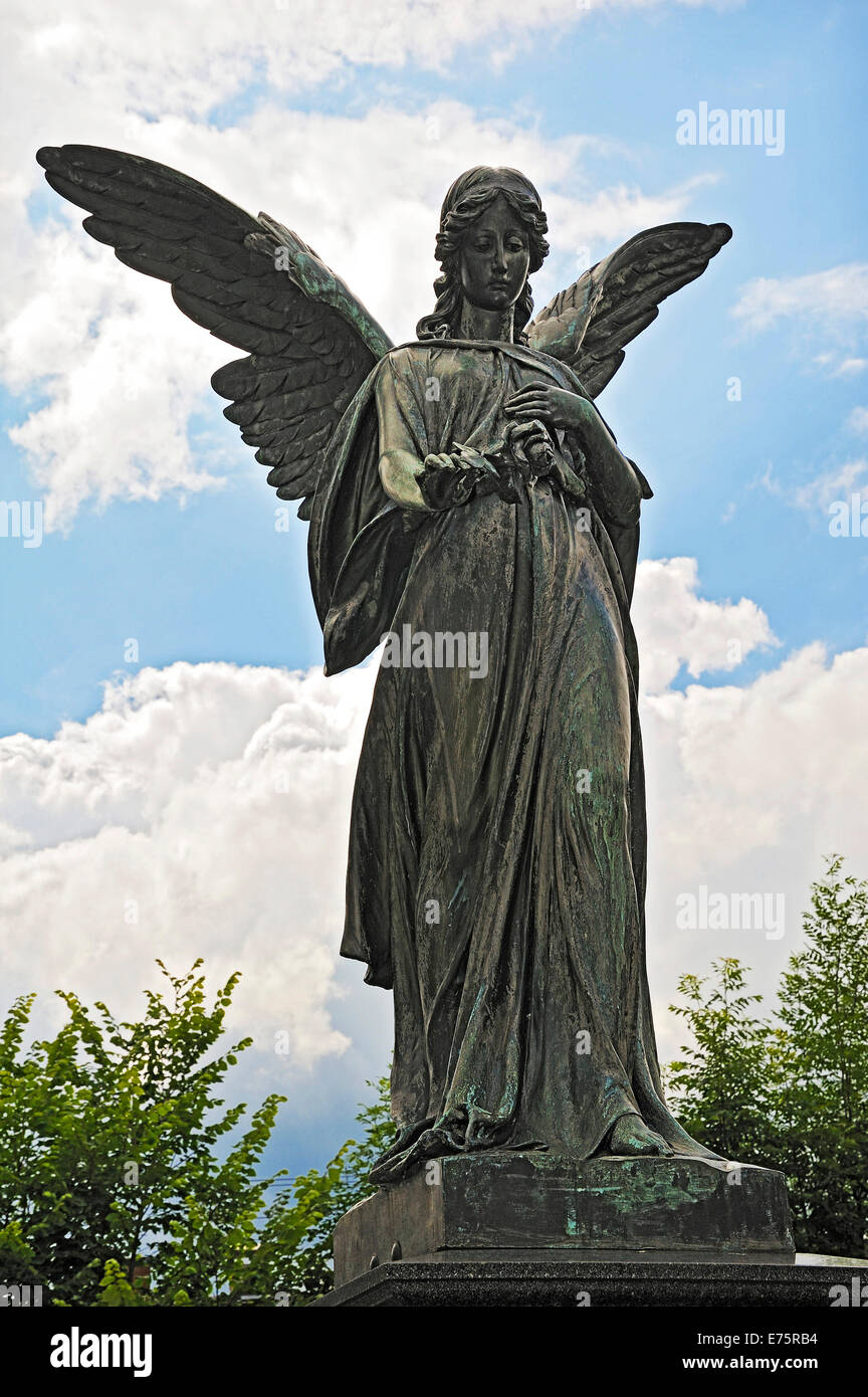 Angel sculpture in a cemetery, Tegernsee, Upper Bavaria, Bavaria ...