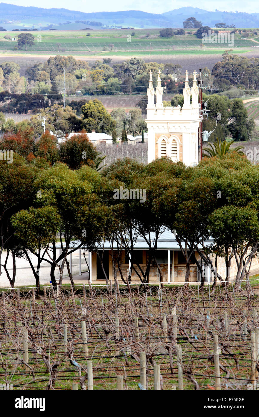 Vineyards and a small church dot the landscape of Marananga in the wine ...
