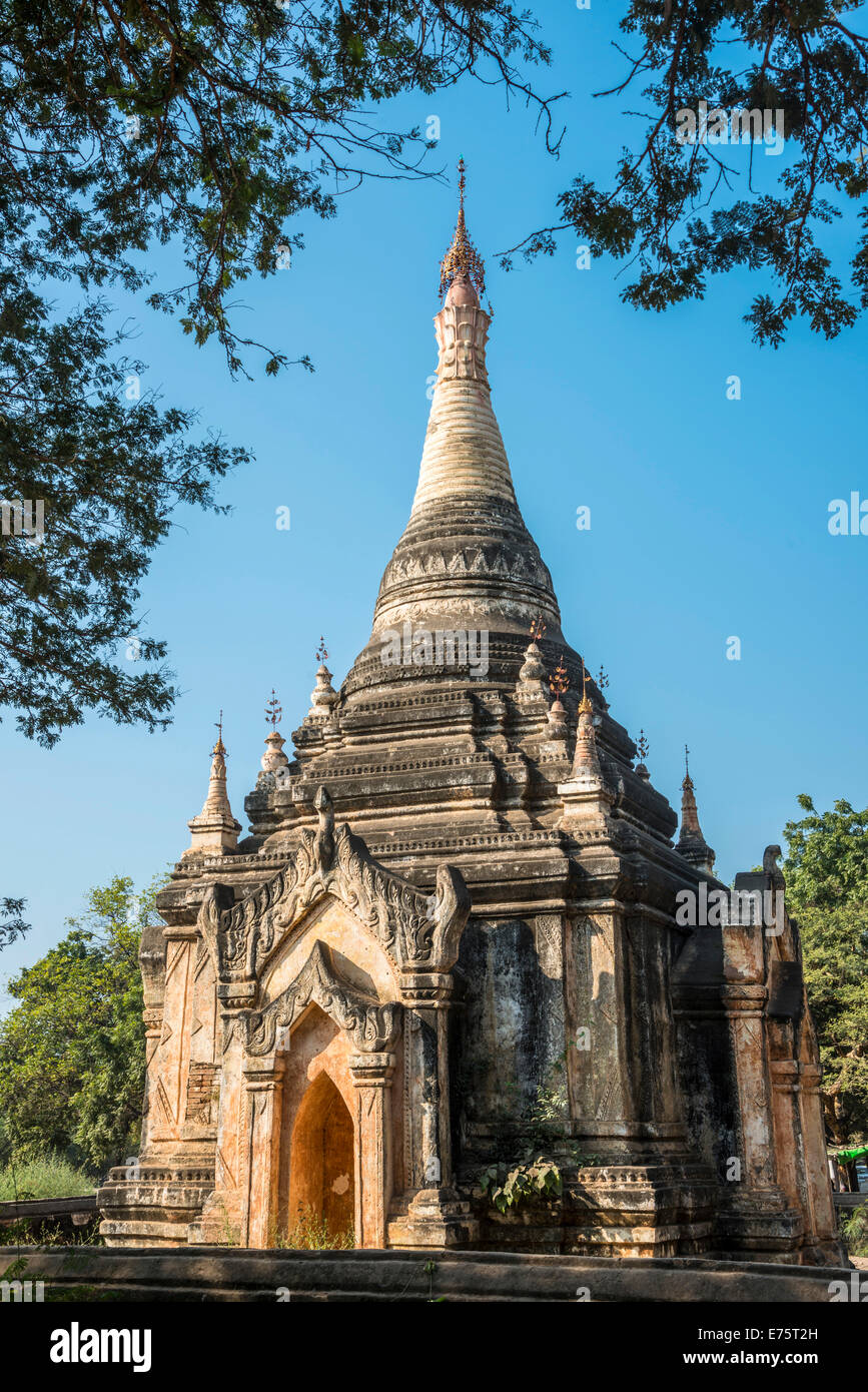 Temple, stupa or pagoda in the temple complex of the Plateau of Bagan ...