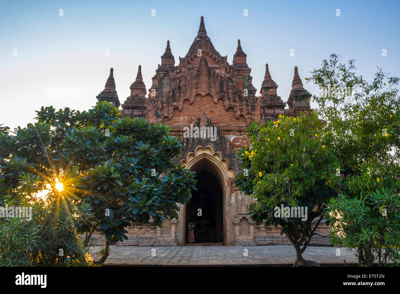 Temple, stupa or pagoda in the temple complex of the Plateau of Bagan ...