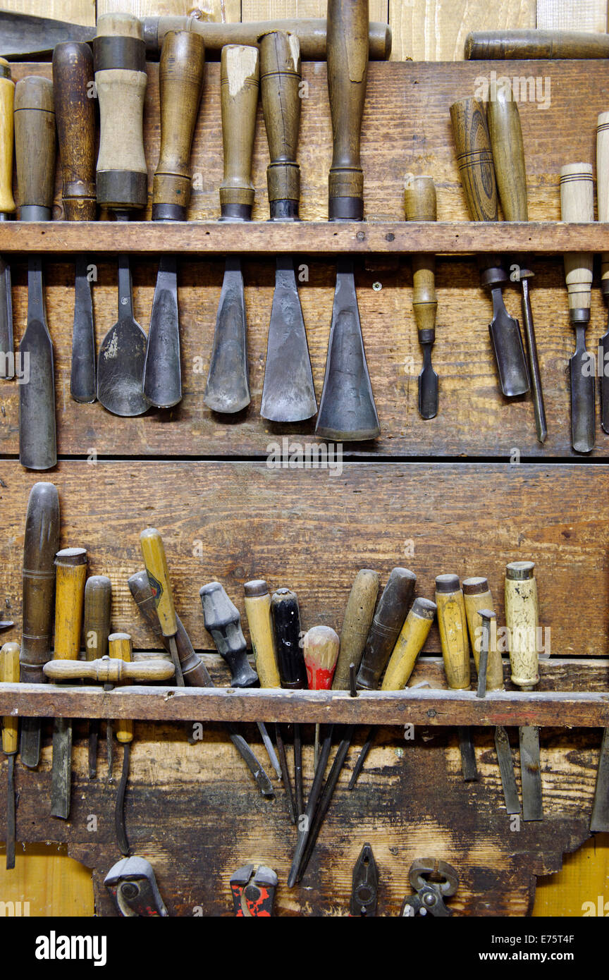 Glassmaking tools at a glazier's workshop, Glashütte Freiherr von ...