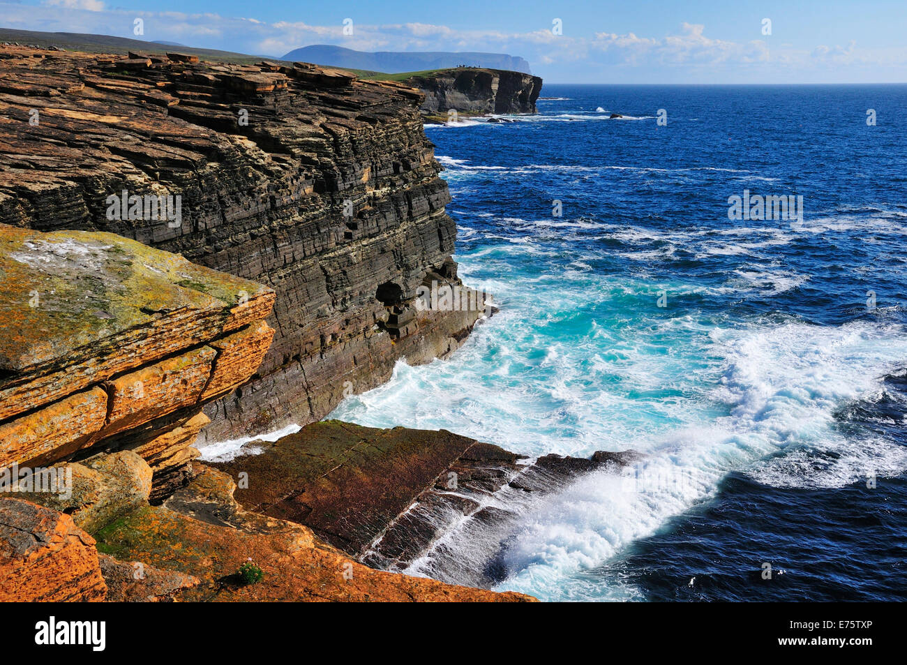 Surf at the cliffs, Yesnaby, Mainland, Orkney, Scotland, United Kingdom ...