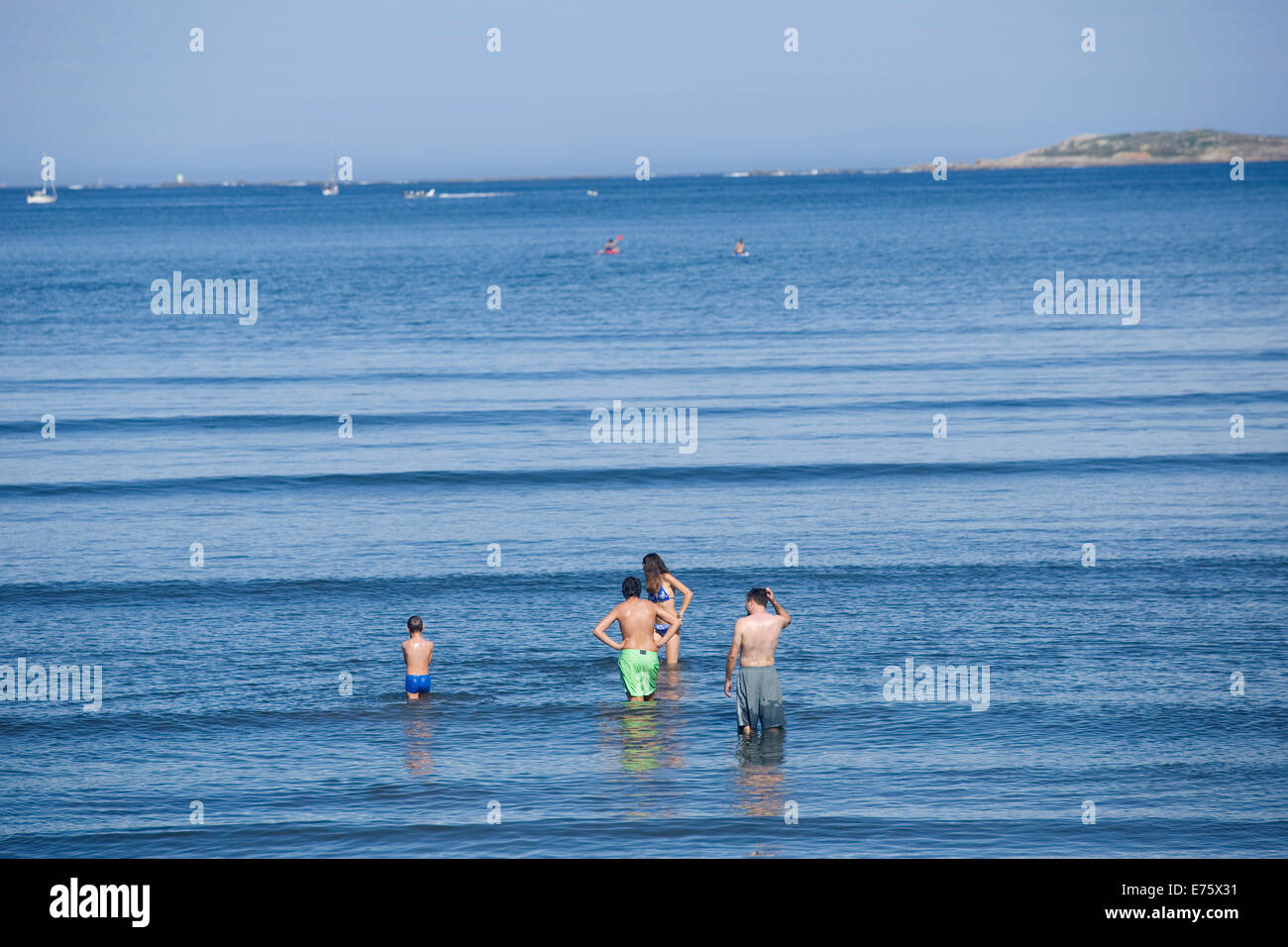 People at the beach, in Baiona, Galicia, Spain Stock Photo - Alamy