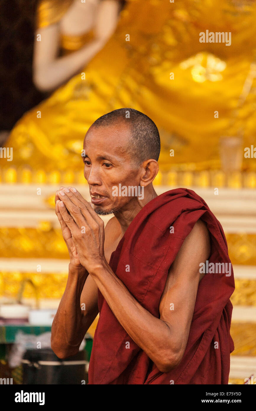 Buddha Morning Prayer Buddhist Monk At Morning Prayer, Marble Temple,