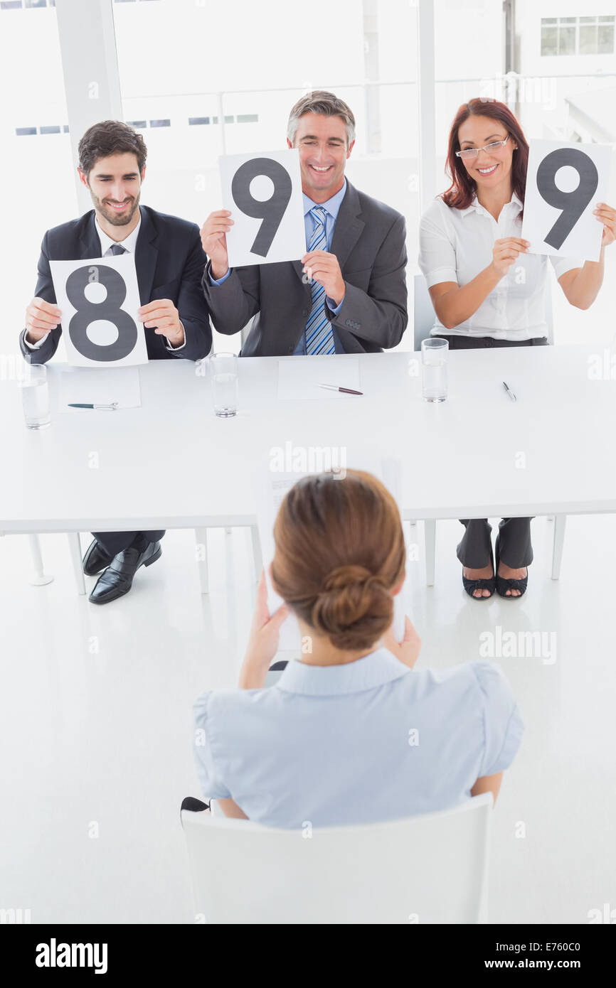 Businesswoman getting her interview rating Stock Photo - Alamy