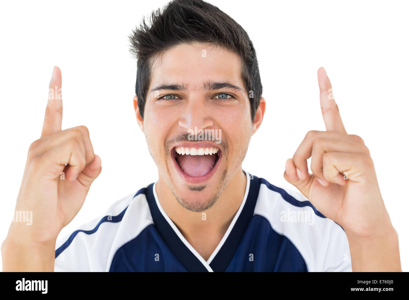 Close up portrait of football player cheering Stock Photo - Alamy