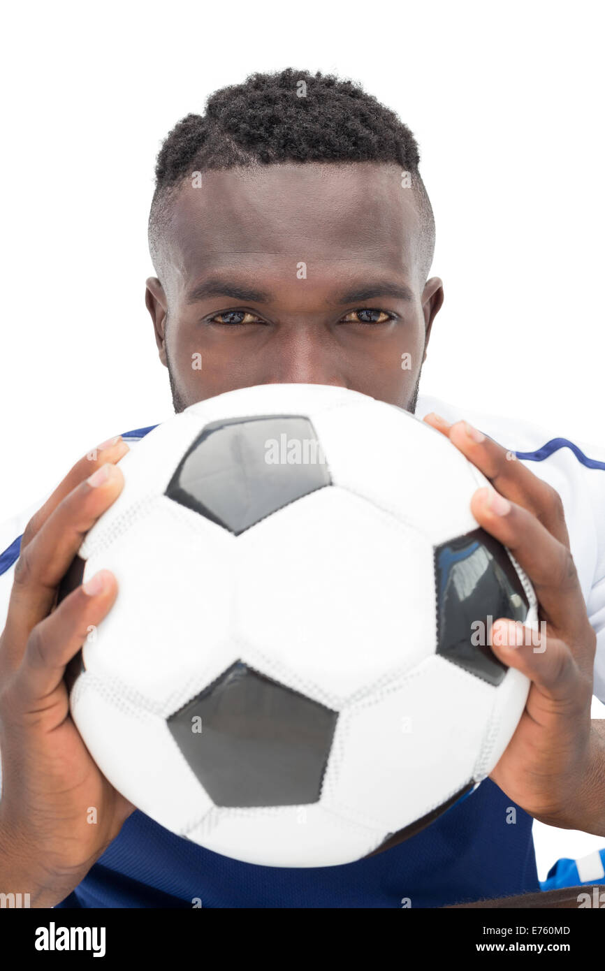 Close up portrait of a serious football player Stock Photo - Alamy